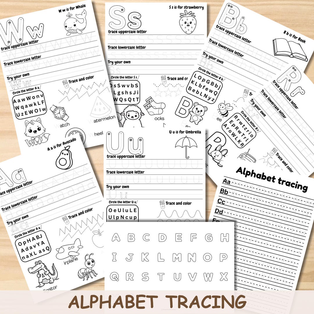 Alphabet Tracing Worksheets: ABC Handwriting Practice (PDF) - Etsy