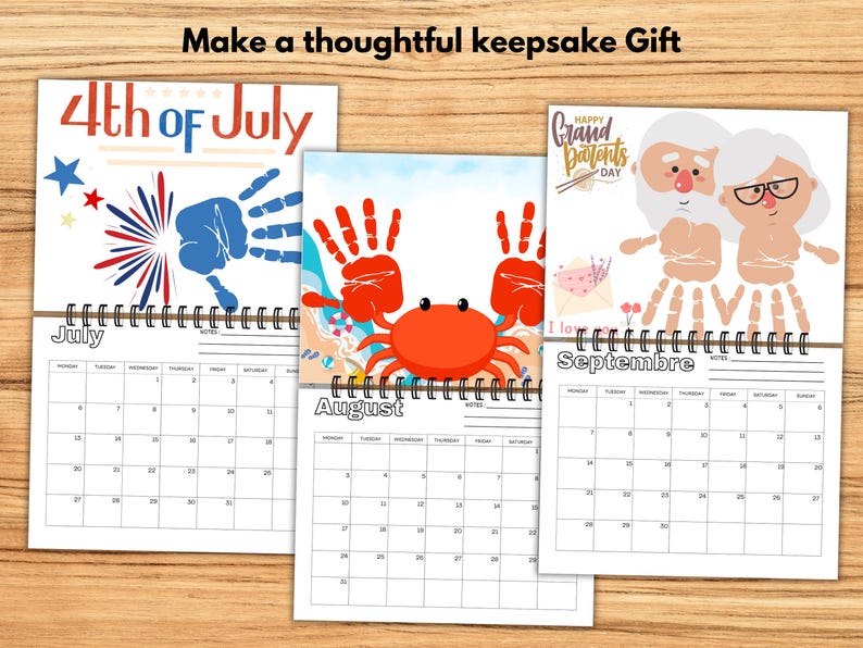 Handprint Calendar Keepsake 2026 DIY Kids Gift Memory Template for ...