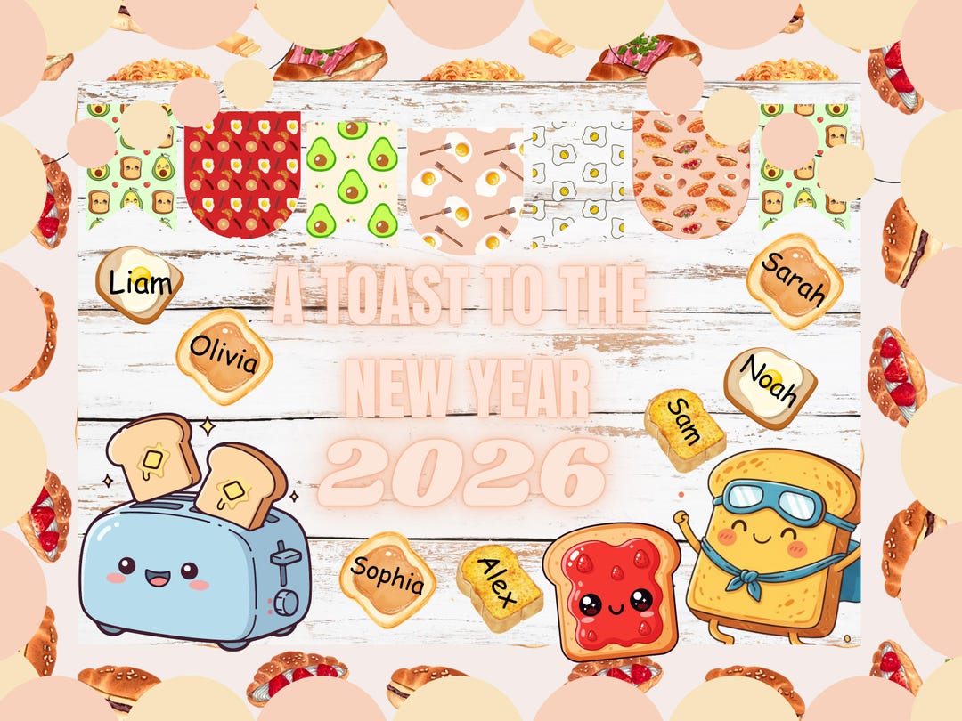 January Bulletin Board A Toast to the New Year 2026 Classroom Door ...