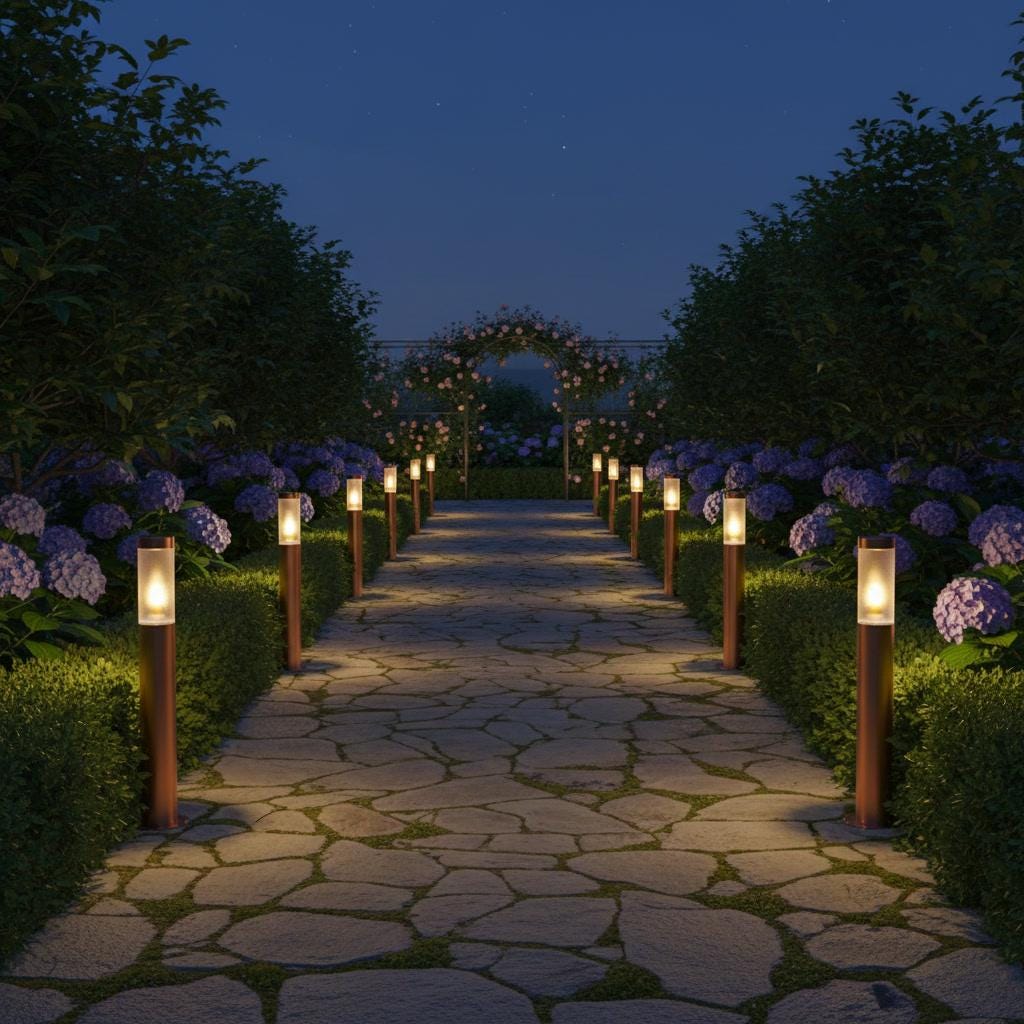 Copper Path Light - Rose Gold Landscape Bollard - Modern Driveway ...