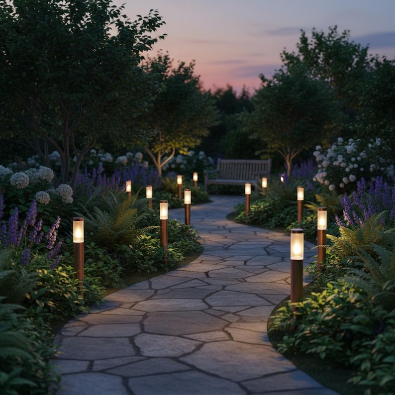 Copper Path Light - Rose Gold Landscape Bollard - Modern Driveway ...