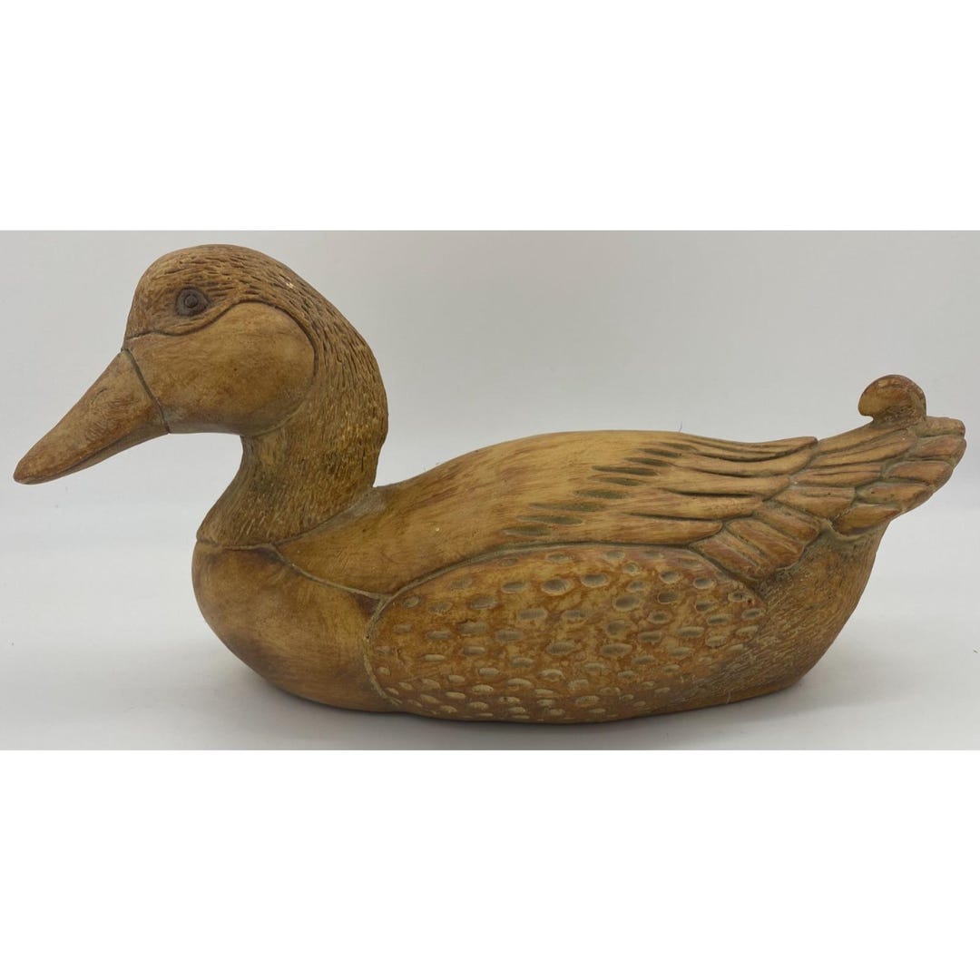 Vintage Plaster Duck Figurine Hand Painted Rustic Décor - Etsy