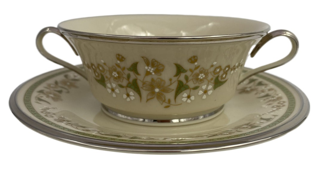 Lenox Fresh Meadow Cream Soup Bowl & Dessert Plate / Saucer - Etsy