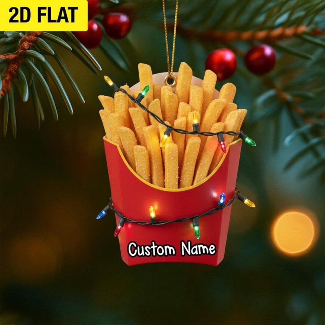 Custom French Fries Christmas Ornament 2025, Personalized 2D Flat ...
