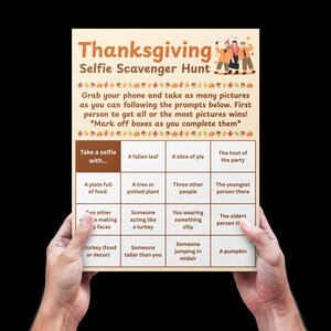 Printable Thanksgiving Selfie Scavenger Hunt Game, for Kids and Adults ...