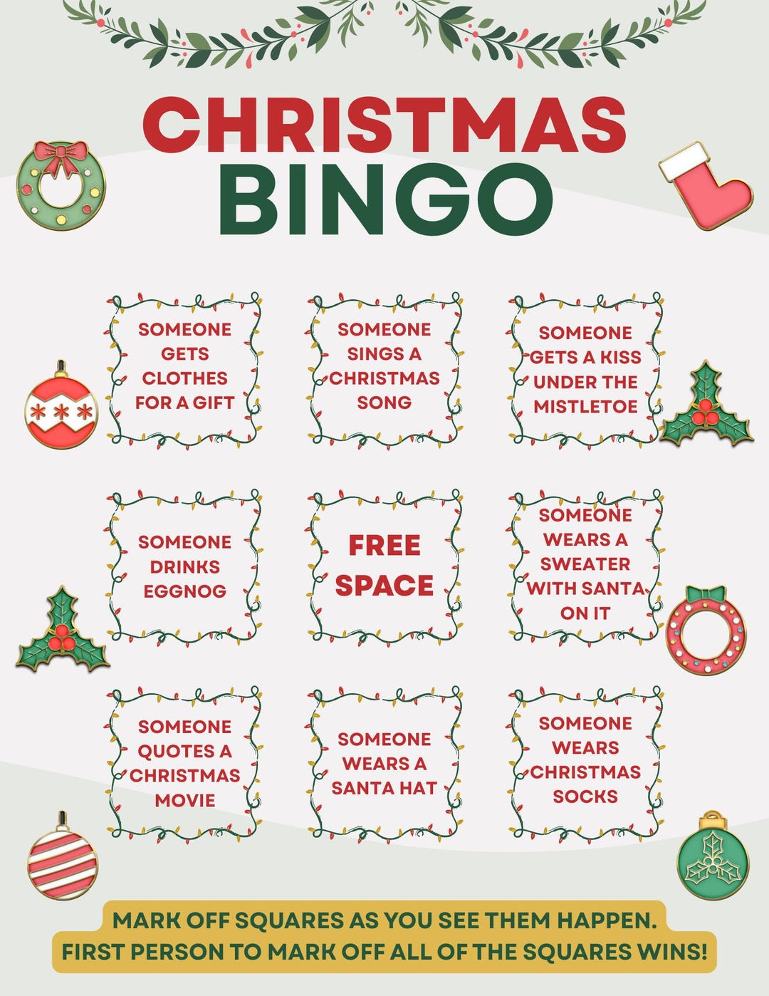 Printable Christmas Bingo Game, Party Game for Kids and Adults, Digital ...