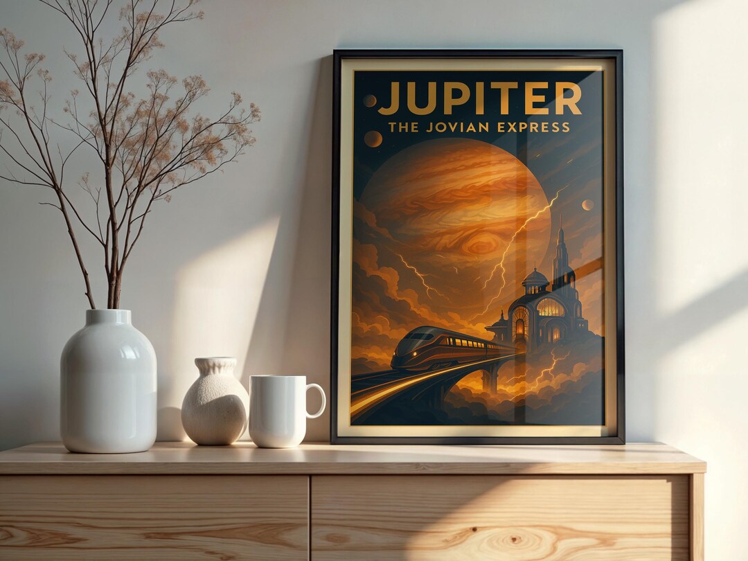 The Jovian Express — Vintage Jupiter Travel Poster | Retro Art Deco ...