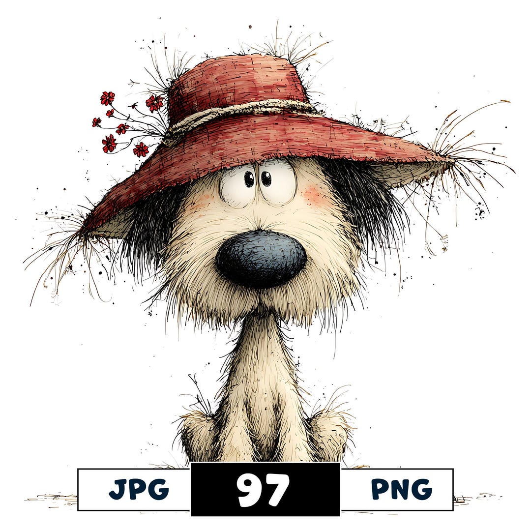 Funny Spring Dog Clipart Bundle, Cottagecore Puppy PNG JPG (digital ...