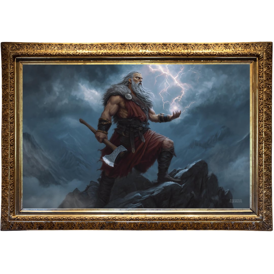 Perun Stormlord of the Heights Wall Art | Slavic God of Thunder Print ...