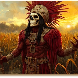 Xipe Totec Wall Art | Aztec God of Renewal Print | Flayed One of the ...