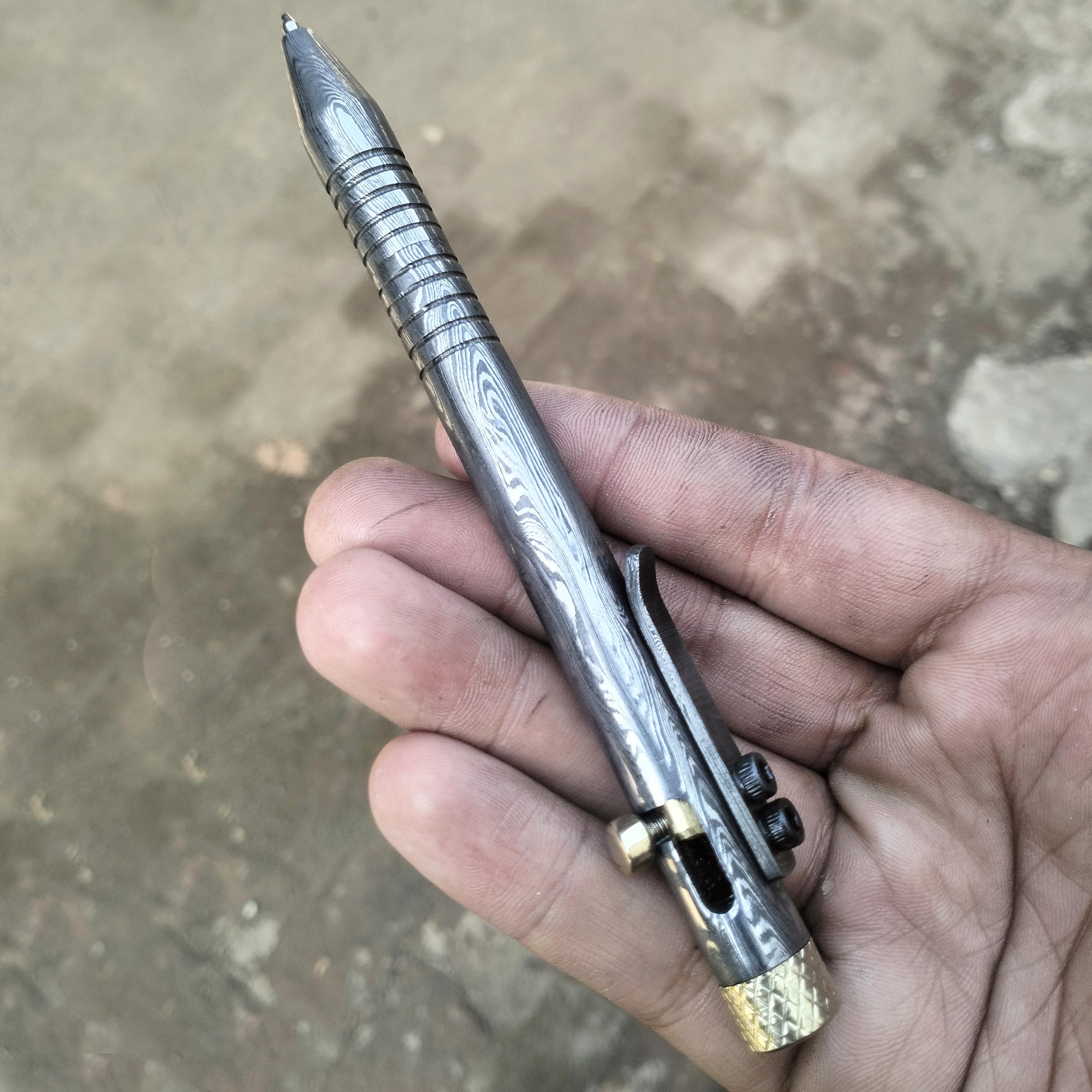 Handmade Damascus Steel Writing Pen – Handcrafted Ballpoint Gift for ...
