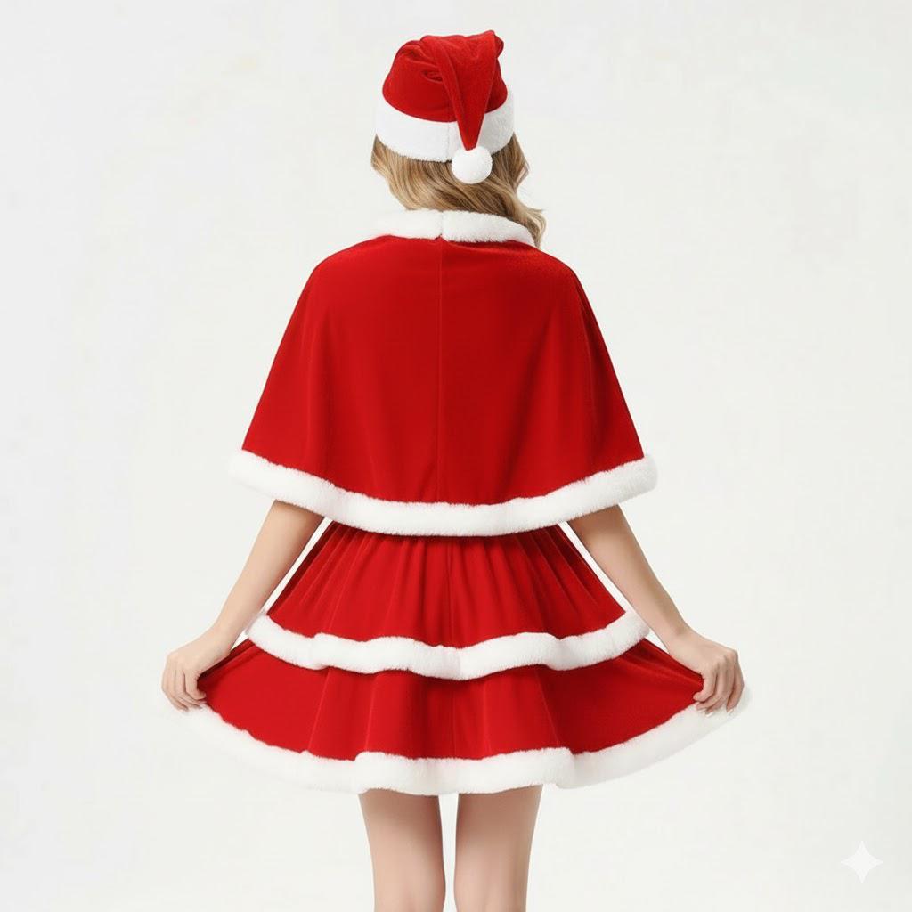 Handmade Women Santa Claus Christmas Velvet Dress, Santa Cloak Festive ...