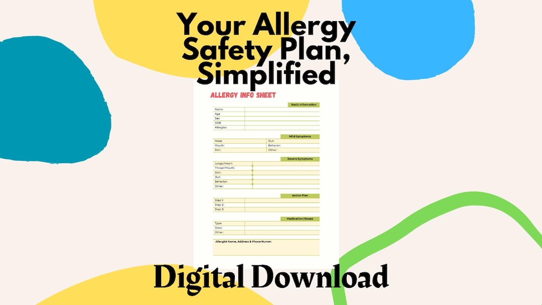 Editable Allergy Info Sheet | Printable Info Form for Kids & Adults ...