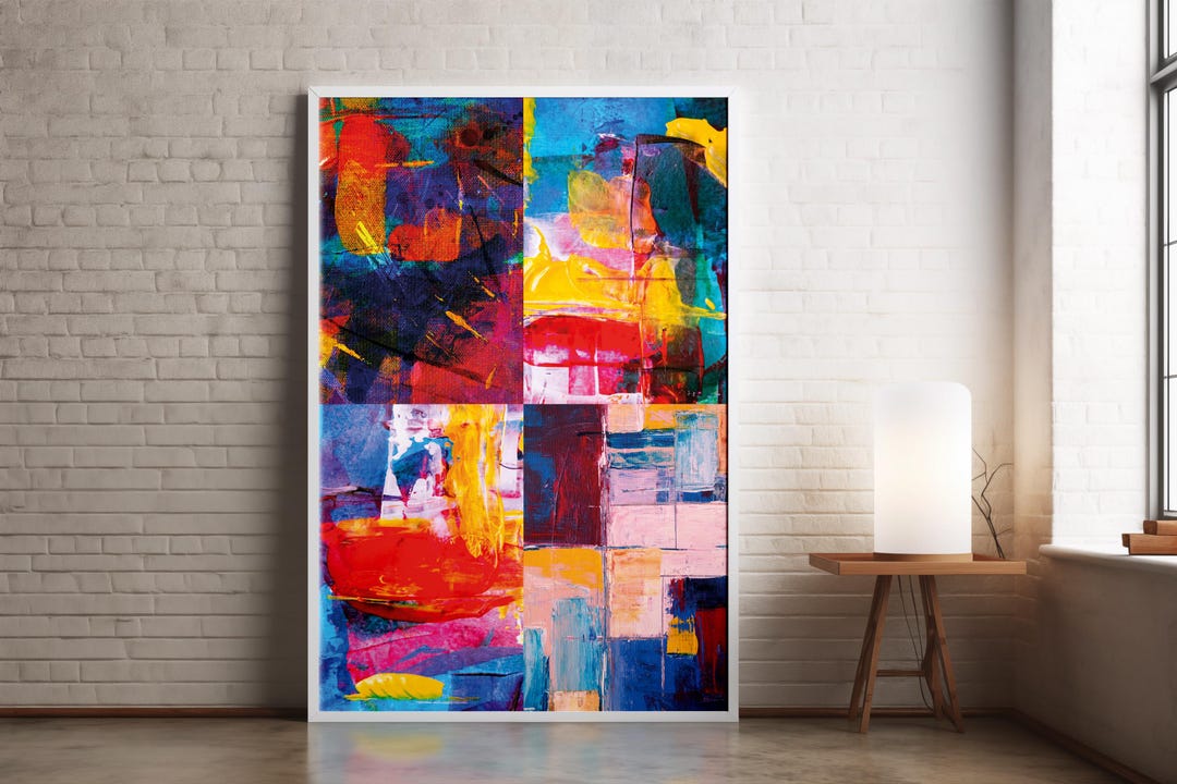 Bold Abstract Art Print | Red, Blue, Yellow Painting (digital Download ...