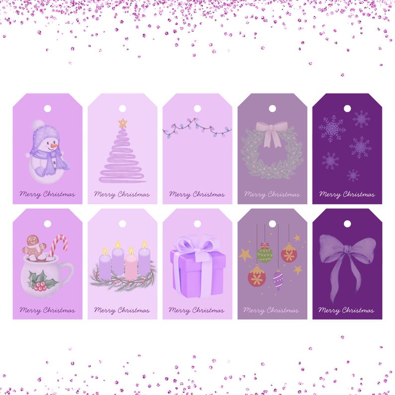 Printable Purple Christmas Gift Tags - Instant Download - Etsy