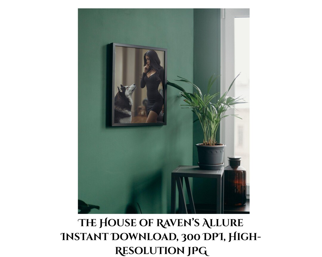 Gothic Woman With Husky | Dark Feminine Wall Art Print - Etsy