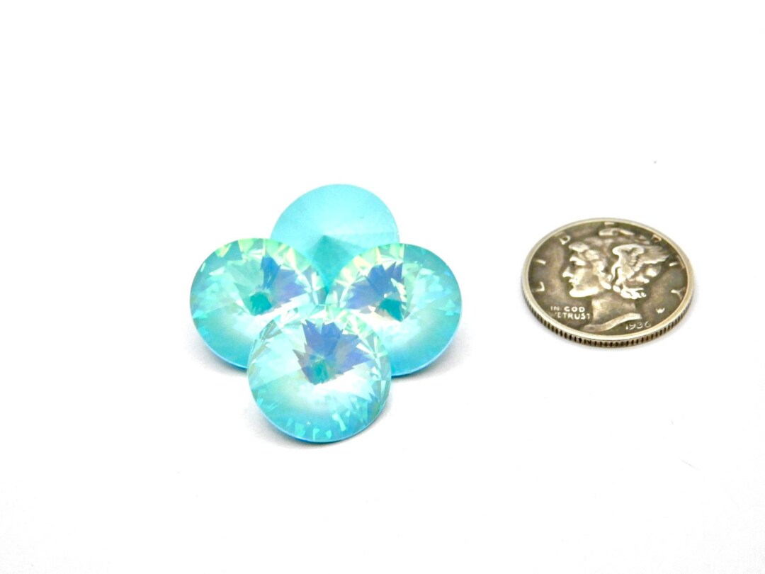 Ultra Turquoise AB UNF 14mm Swarovski Art 1122 Rivoli Stone - Etsy