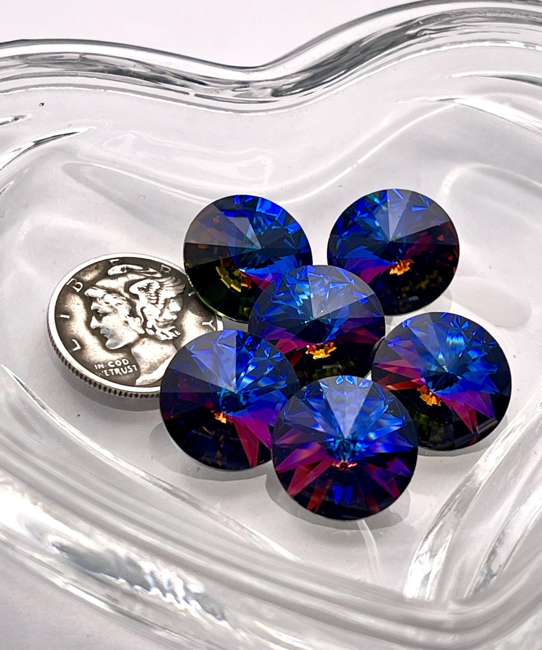 Meridian Blue F 14mm Swarovski Art 1122 Rivoli Stone - Etsy