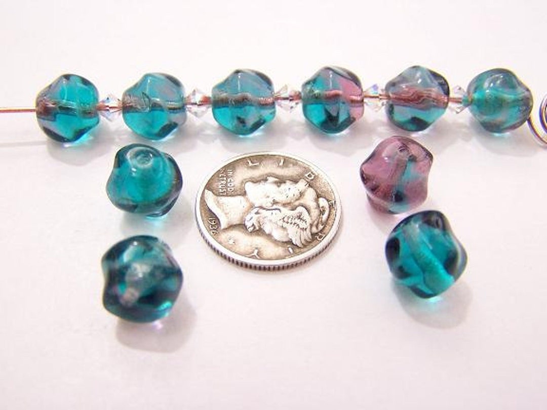 Neptune's Blend 9mm Baroque Glass Beads - 6 Pieces - Etsy