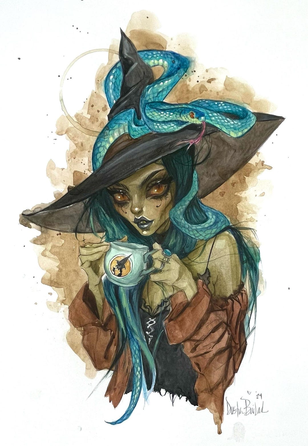 Coffee Witch and Kitty Series, Sheena and River, 8x10” PRINTS! by ...