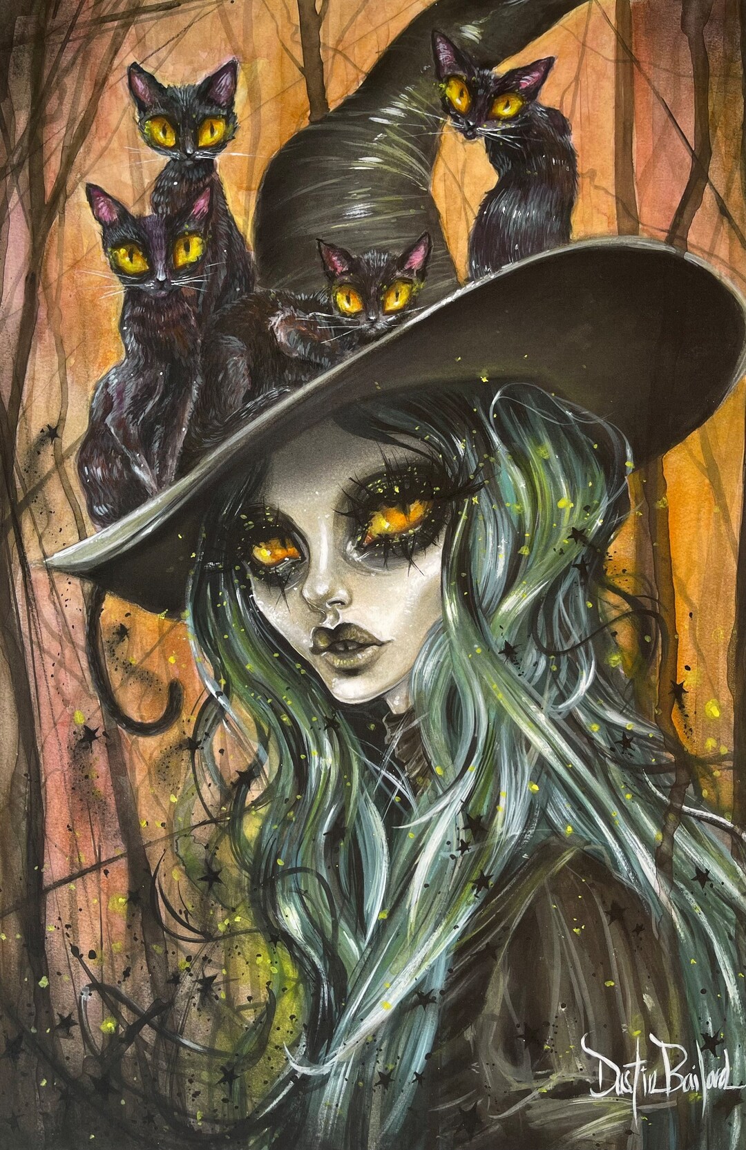 Cat in the Hat, With Jade Witch by Dustin Bailard. 11x17” Art Print - Etsy