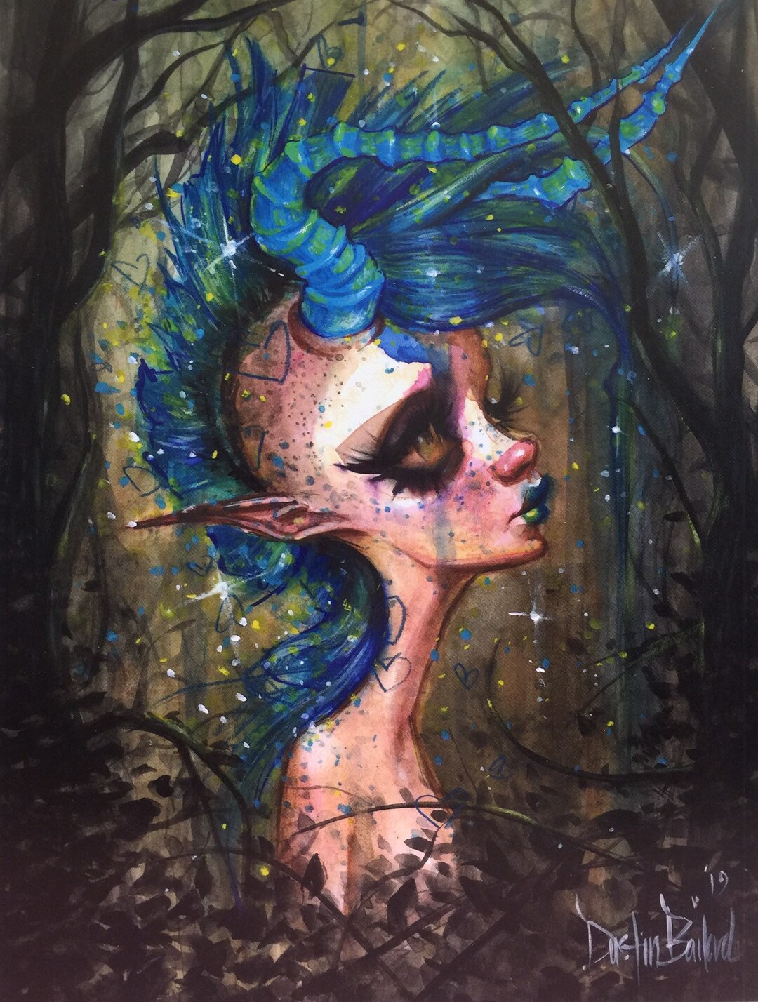 Blue Poppy. 9x11” Digital Print Satyr by Dustin Bailard. - Etsy