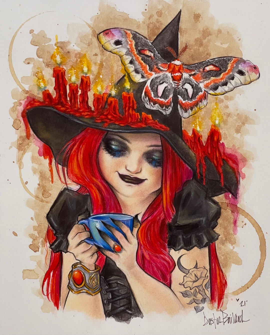 Coffee Witch and Kitty Series, Ruby and Ropia Moth 8x10”prints! by ...