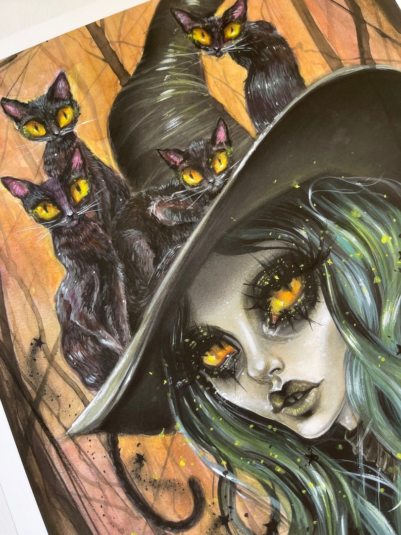 Cat in the Hat With Jade Witch by Dustin Bailard. 11x15 Art | Etsy