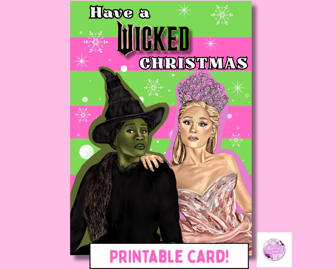 Wicked Christmas Card- Instant Download, Printable Holiday Card. Glinda ...