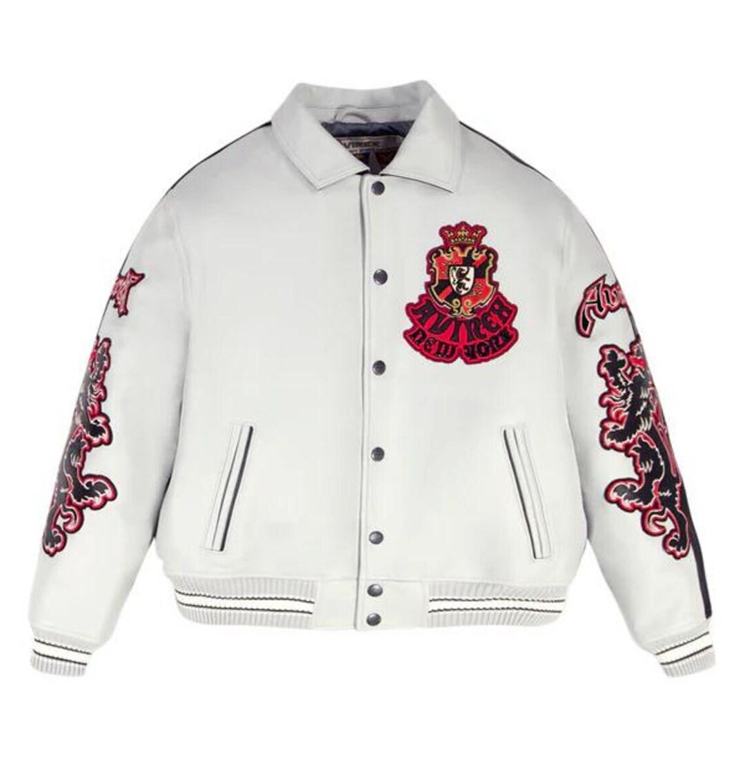Avirex Bomber Jacket Men | Varsity Letterman Quilted Leather Jacket ...
