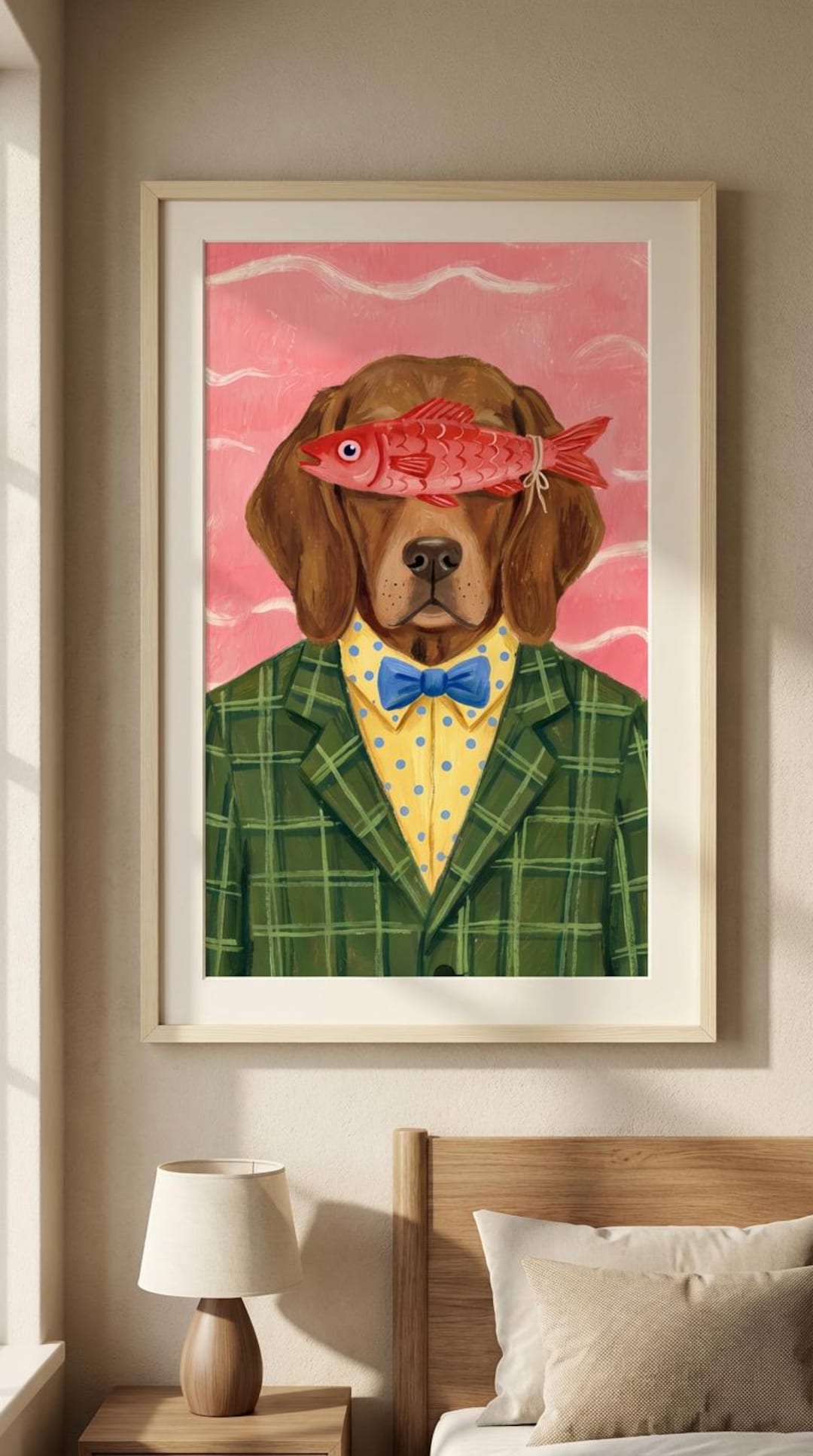 Surreal Dog Animal Illustration Print | Whimsical Living Room Art ...