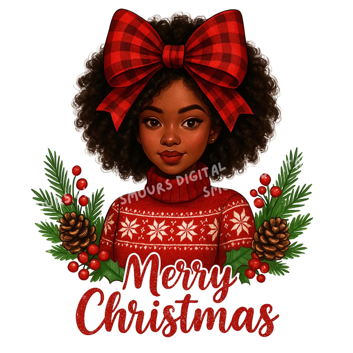 African American Christmas PNG, Black Woman Christmas Clipart, Merry ...