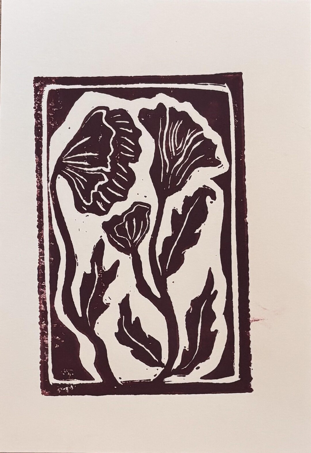 Handmade Linocut Print - Flowers - Custom Colors Available - Etsy
