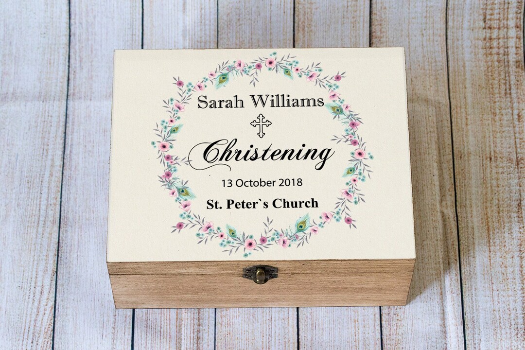 Personalized Christening Keepsake Box for Baby Girl | Baptism Gift ...