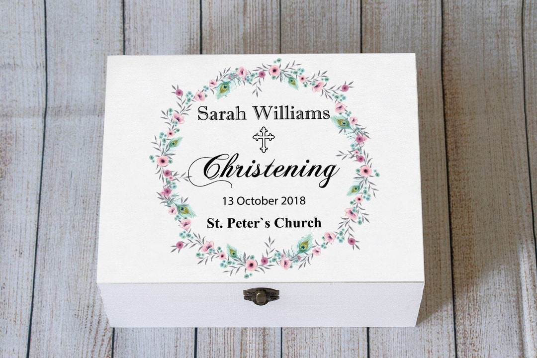 Personalized Christening Keepsake Memory Box, Baptism Gift, Christening ...