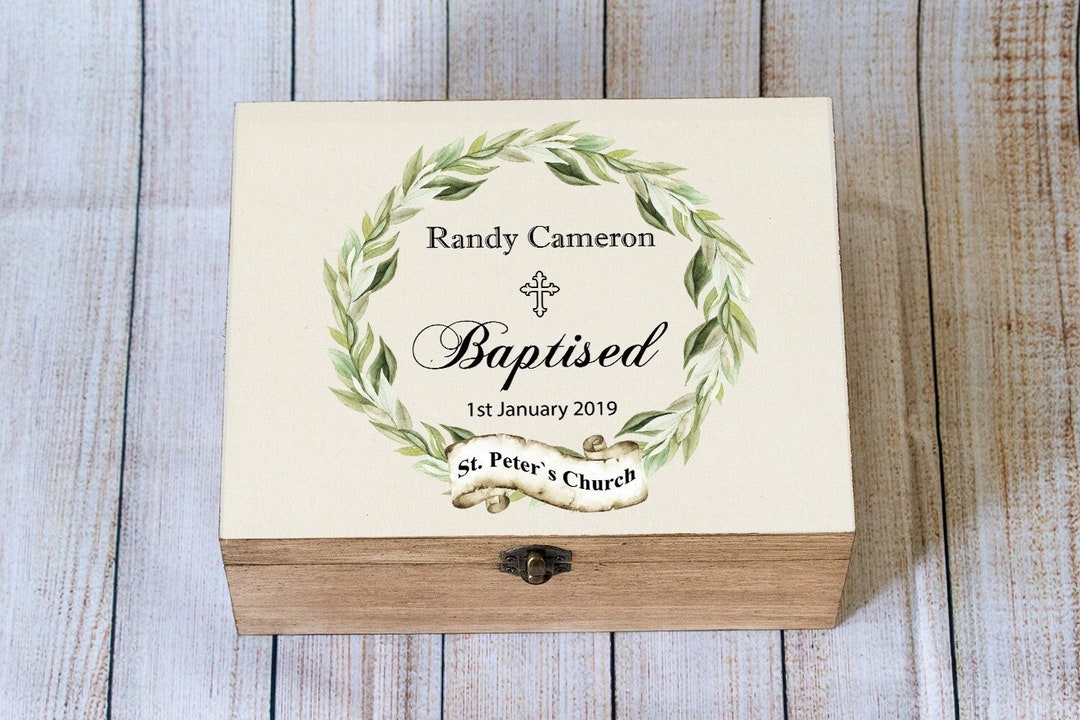 Personalized Baptism Memory Box, Custom Christening Keepsake Box ...