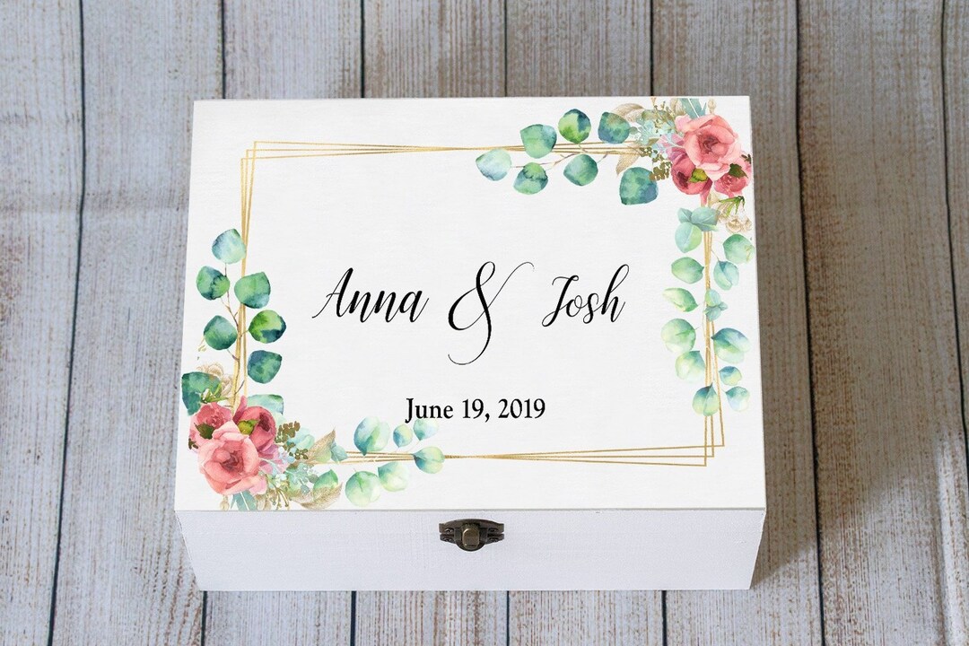 Personalised Wedding Keepsake Box, Wedding Memory Box, Rustic Card Box ...