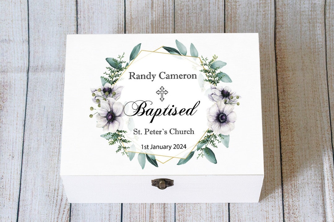 Christening Keepsake Box, Personalized Baptism Memory Box, Custom Baptism Gift, Keepsake Box ...