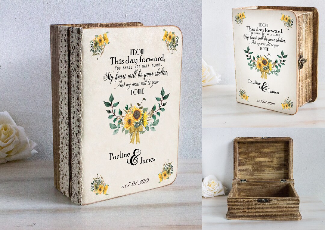 Personalized Wedding Keepsake Memory Box, Sunflowers Card Box, Small ...