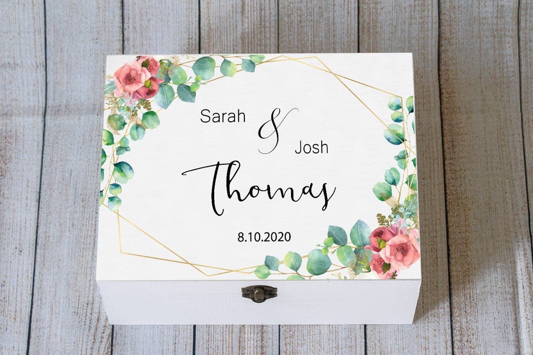 White Wedding Keepsake Box, Personalised Memory Box, Large Wedding Card ...