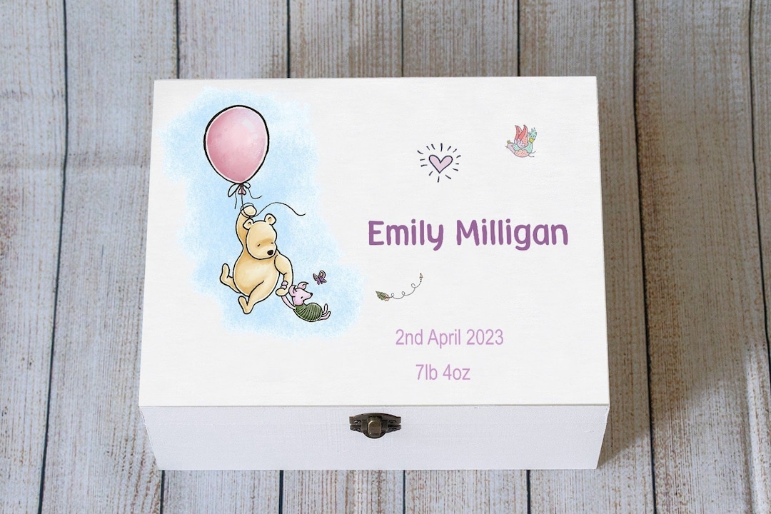 Classic Winnie the Pooh Gift Box, Personalised Baby Keepsake Box ...