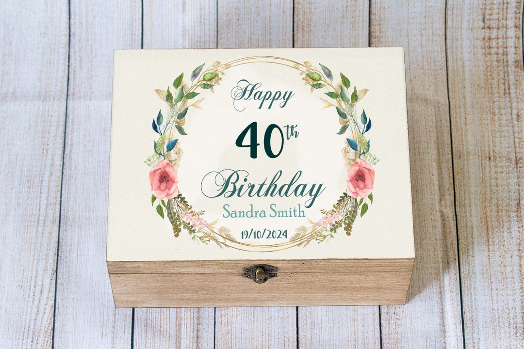 Happy 40th Birthday Keepsake Box, Personalised Memory Box, Custom ...