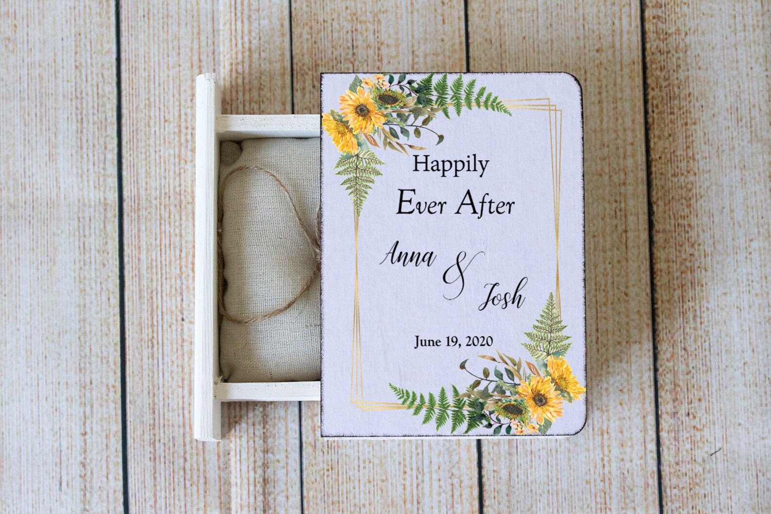 Personalized Ring Bearer Box Sunflowers Wedding Ring Box | Etsy