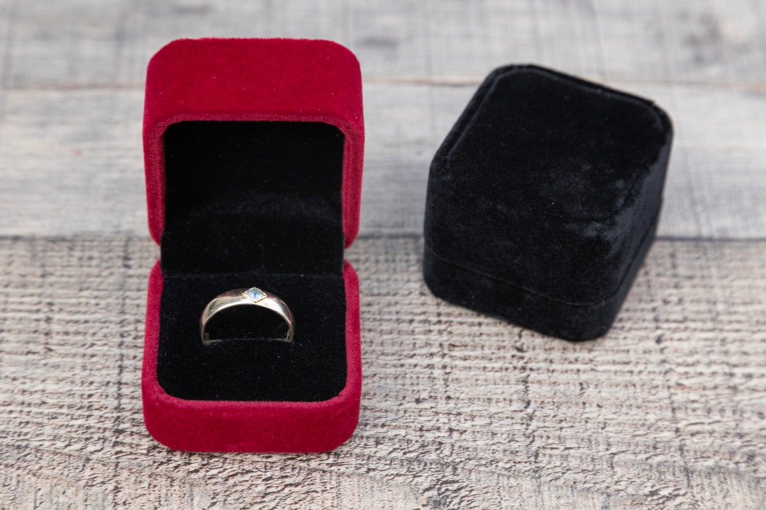 Red Velvet Wedding Box, Wedding Ring Box, Velvet Ring Bearer Box, Ring ...