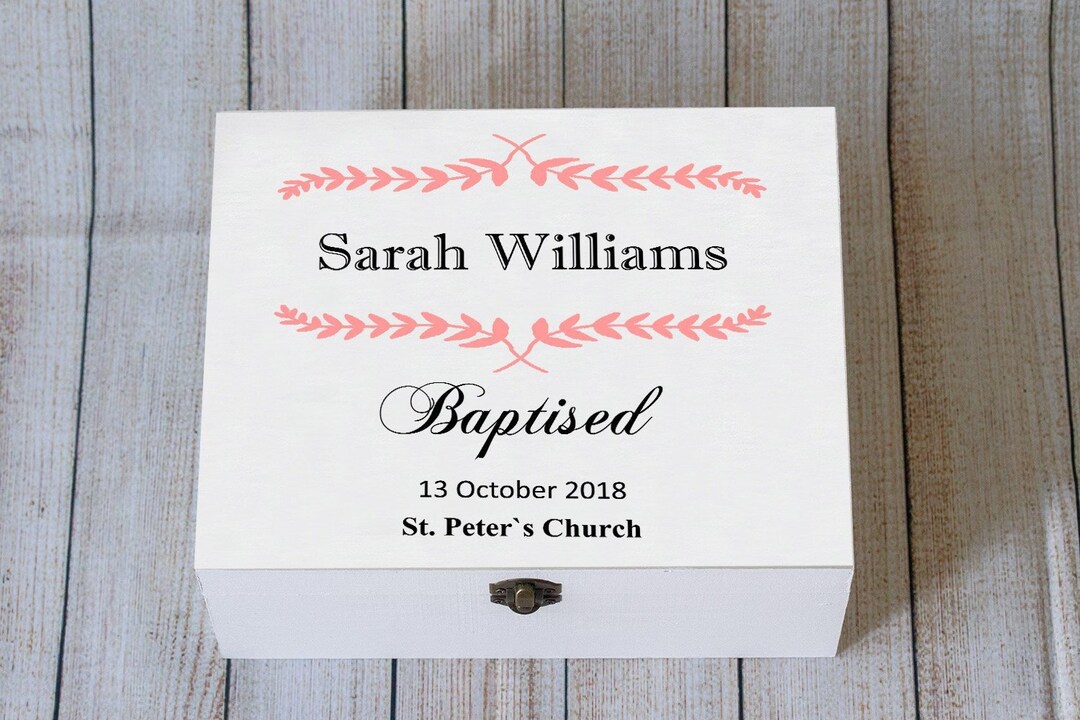Baptism Keepsake Box for Girl – Personalized Baby Memory Box, Custom ...