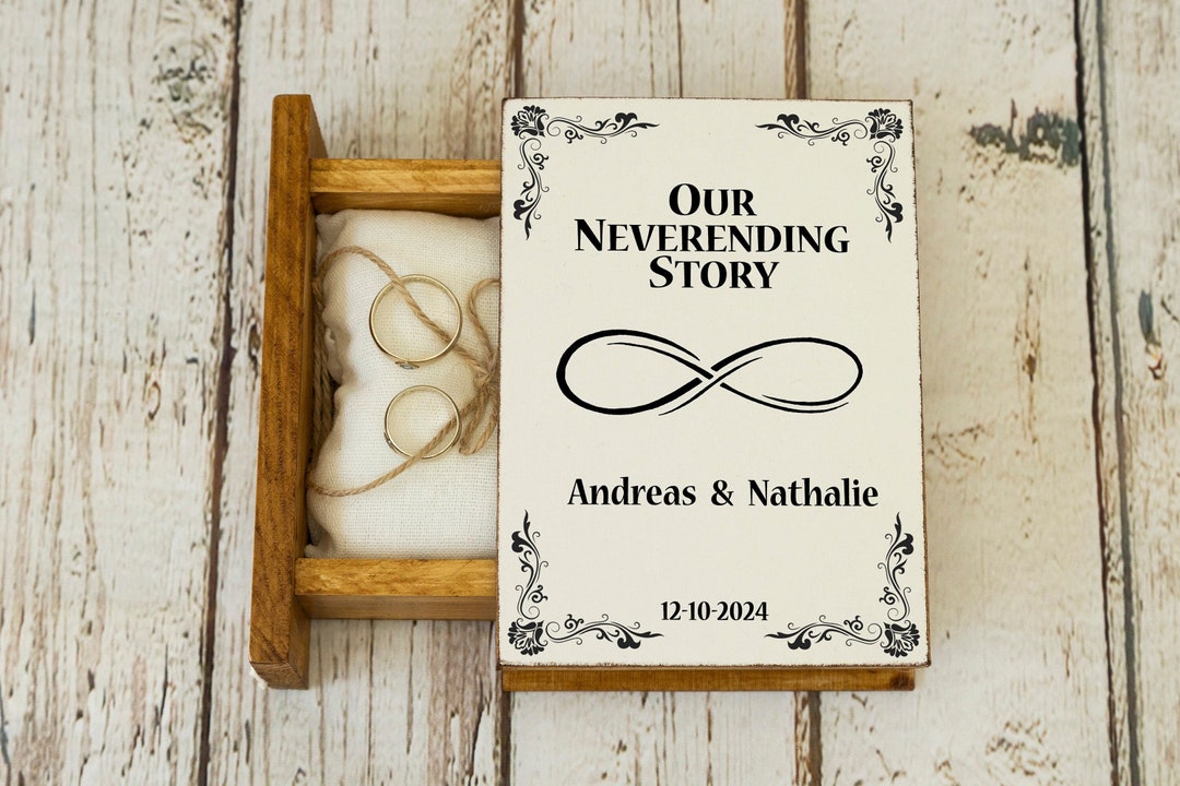 Personalized Neverending Story Book Ring Box, Rustic Wedding Ring ...