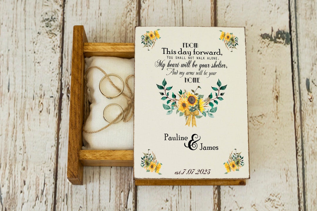 Rustic Wedding Box, Sunflowers Ring Bearer Box Personalized Wedding ...
