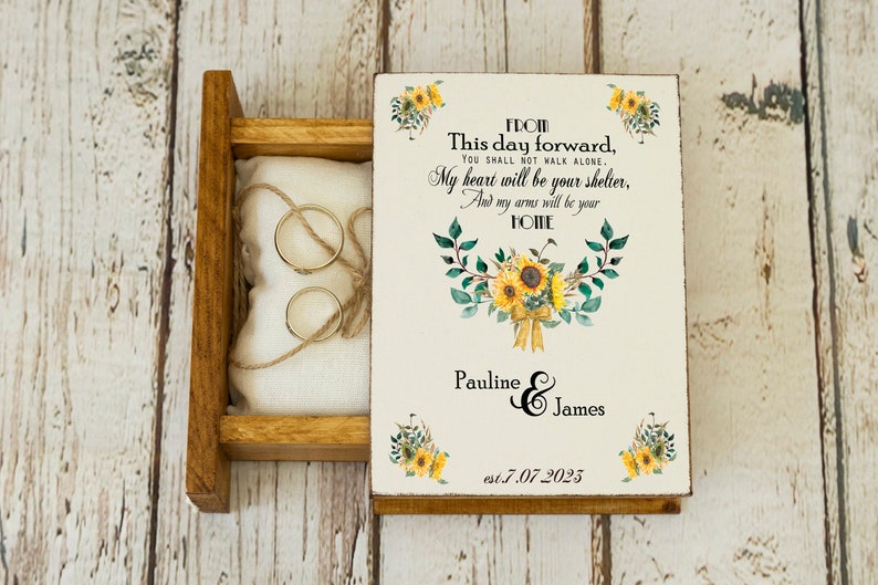 Rustic Wedding Box Sunflowers Ring Bearer Box Personalized - Etsy