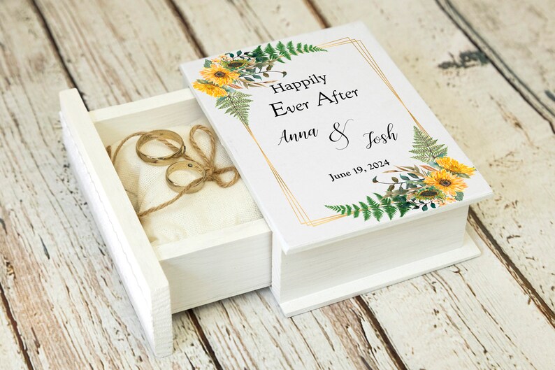 Personalized Ring Bearer Box Sunflowers Wedding Ring Box - Etsy
