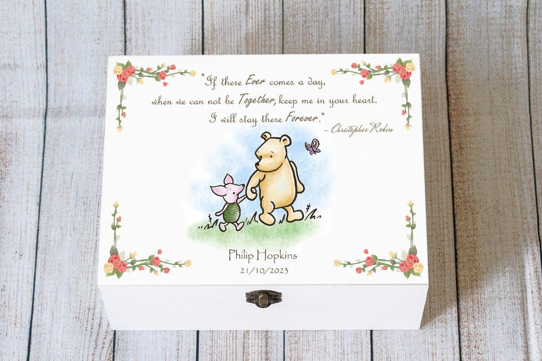Classic Winnie the Pooh Wooden Keepsake Box, Personalized Baby Memory ...